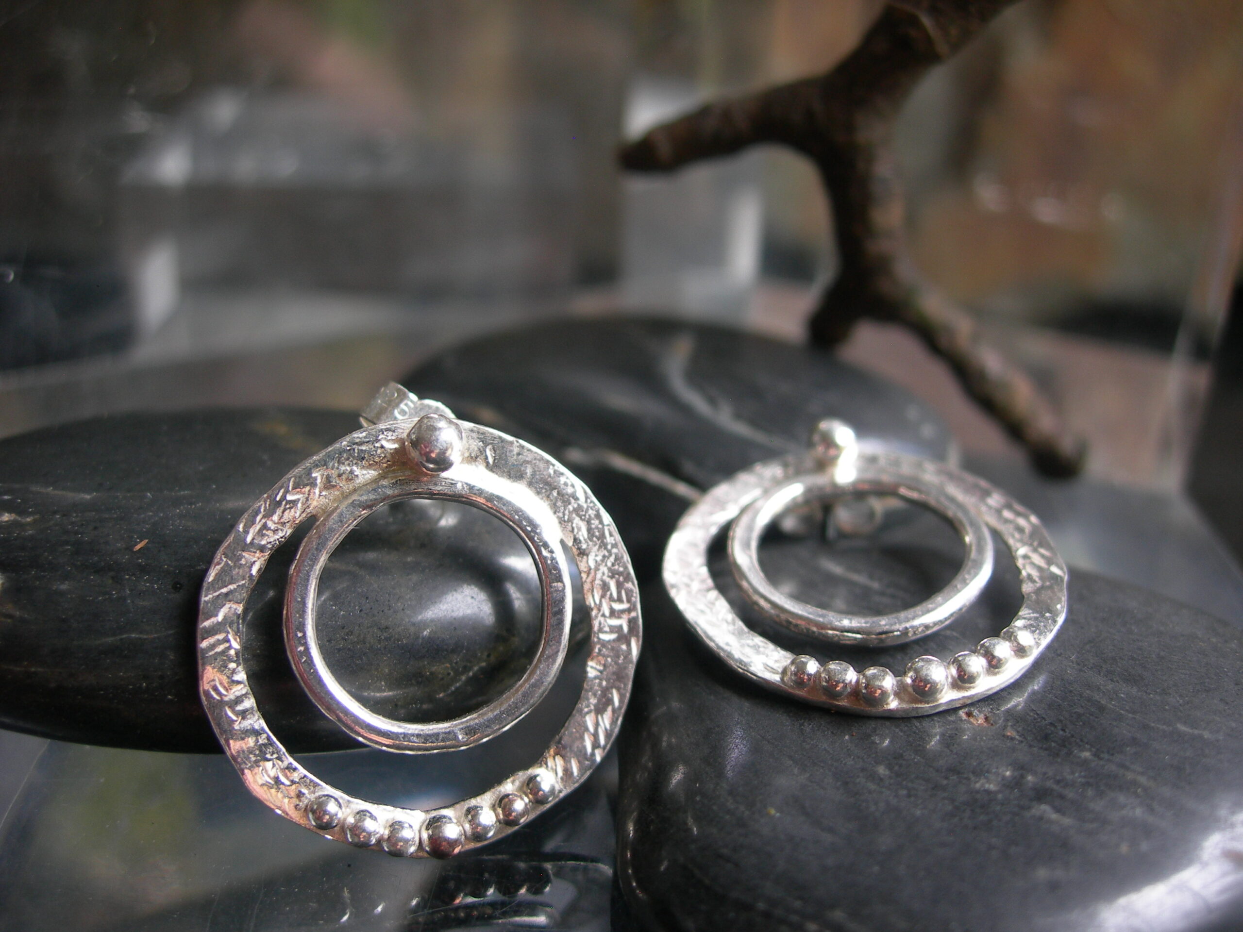 Ripples on the water, sterling silver studs - Artist Gift Gallery