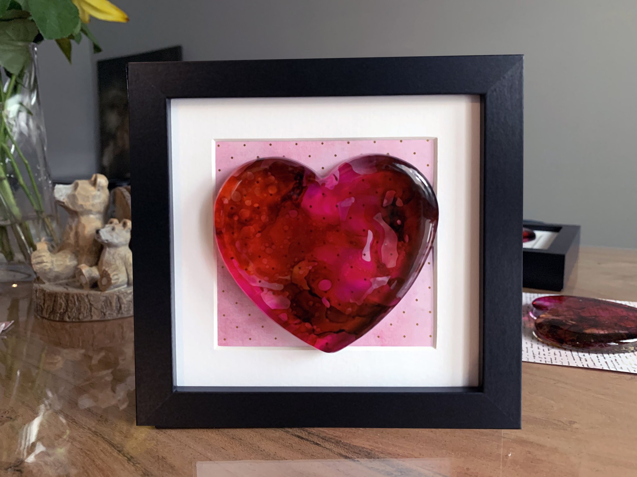 Rose Glass Heart Piece - Artist Gift Gallery