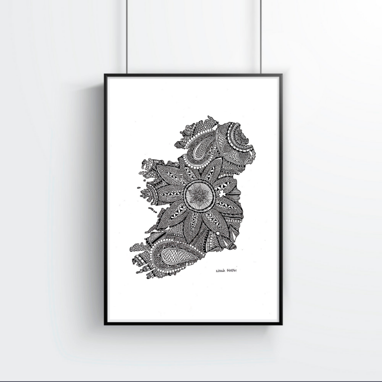 Ireland Map Drawing (with secret hearts) - Artist Gift Gallery