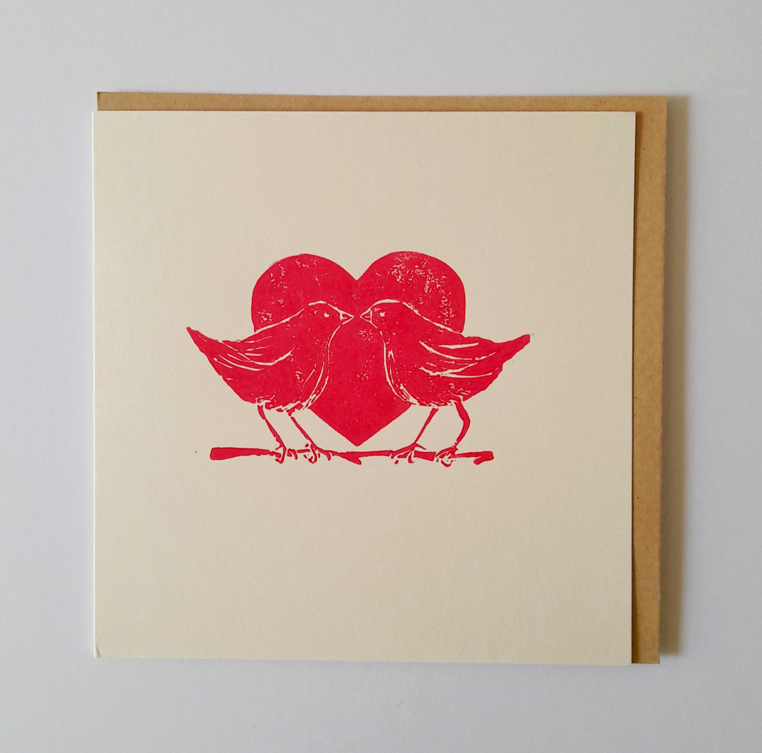 Greeting Card: Love Birds Heart - Artist Gift Gallery