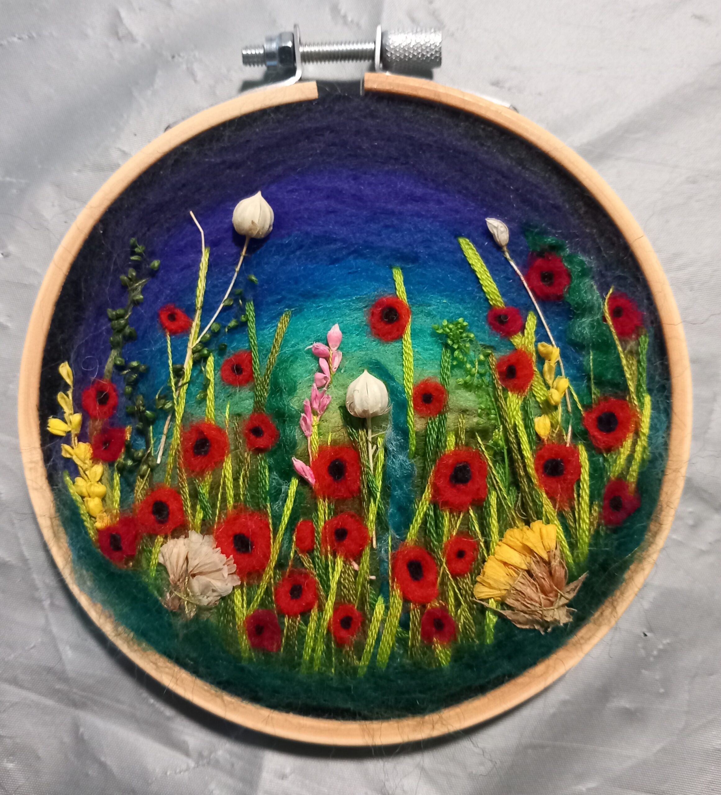 Flower Meadow Original Wool Painting - Artist Gift Gallery